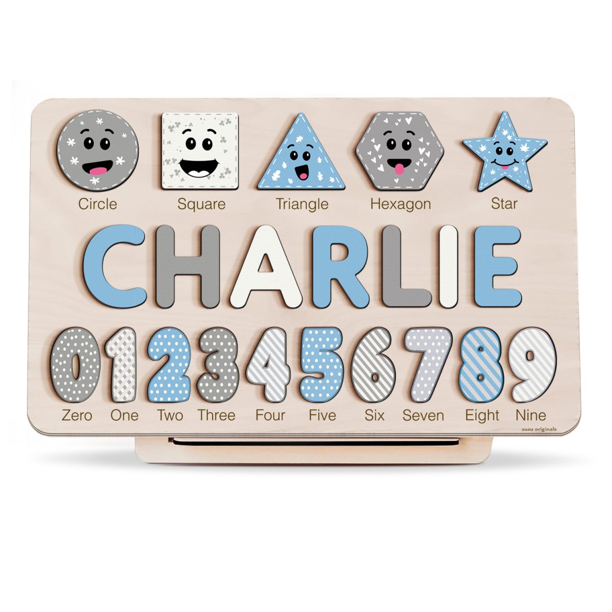 Personalized Wooden Name Puzzle with Numbers & Shapes – Imperial – Zuzu ...