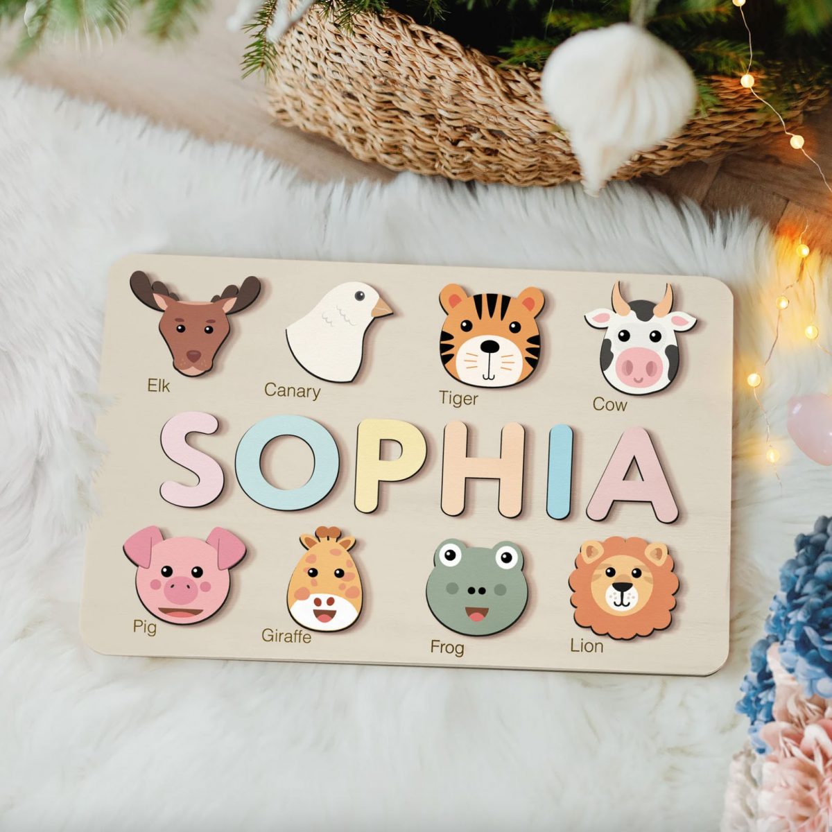 Wooden Name Puzzle with Animals – Zuzu Puzzle