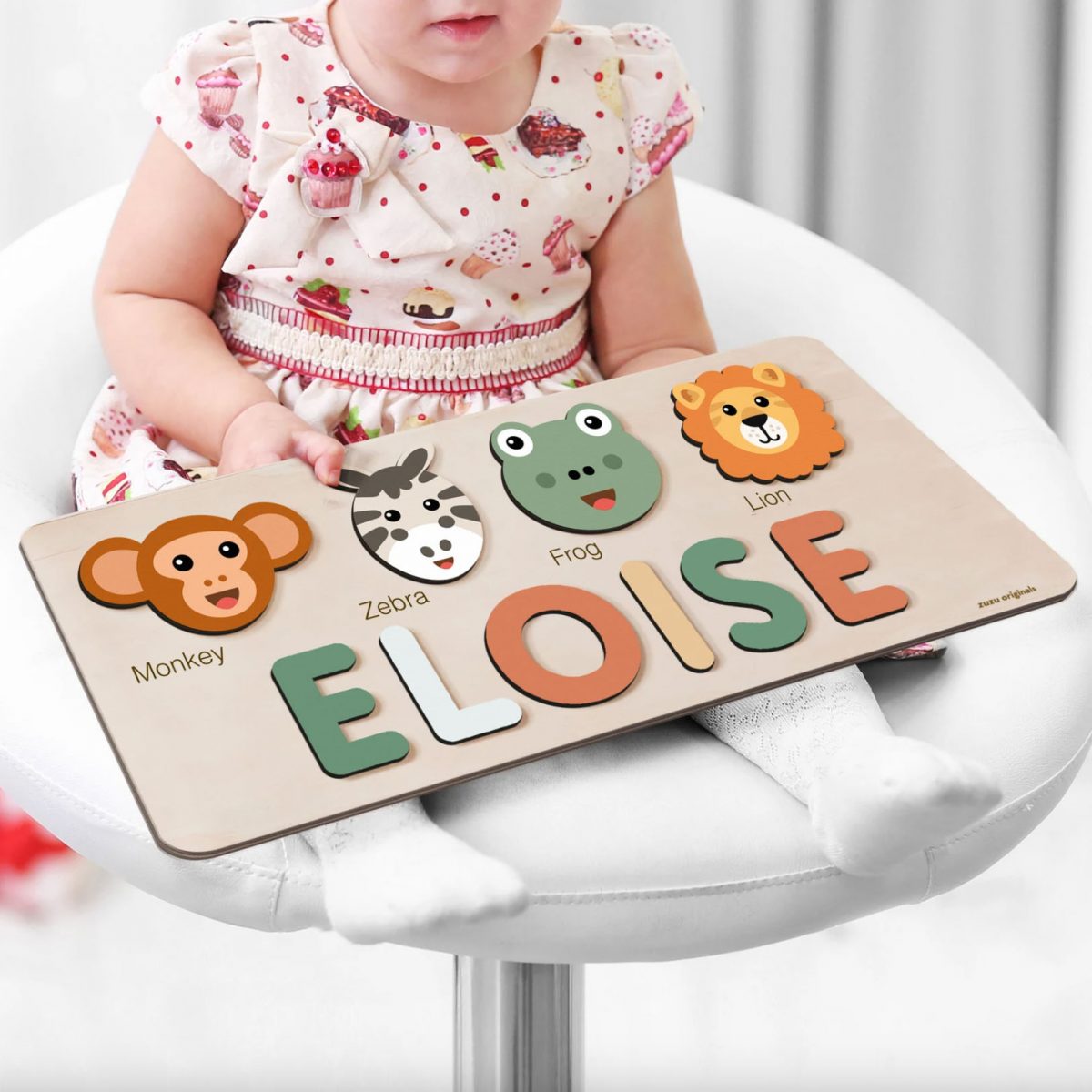 Personalized Wooden Name Puzzle with Animals – Set4 – Zuzu Puzzle