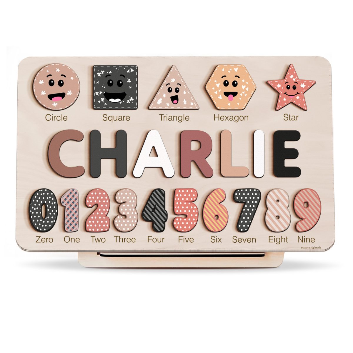 Personalized Wooden Name Puzzle with Numbers & Shapes – Imperial – Zuzu ...