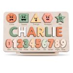 Personalized Wooden Name Puzzle with Numbers & Shapes – Imperial – Zuzu ...