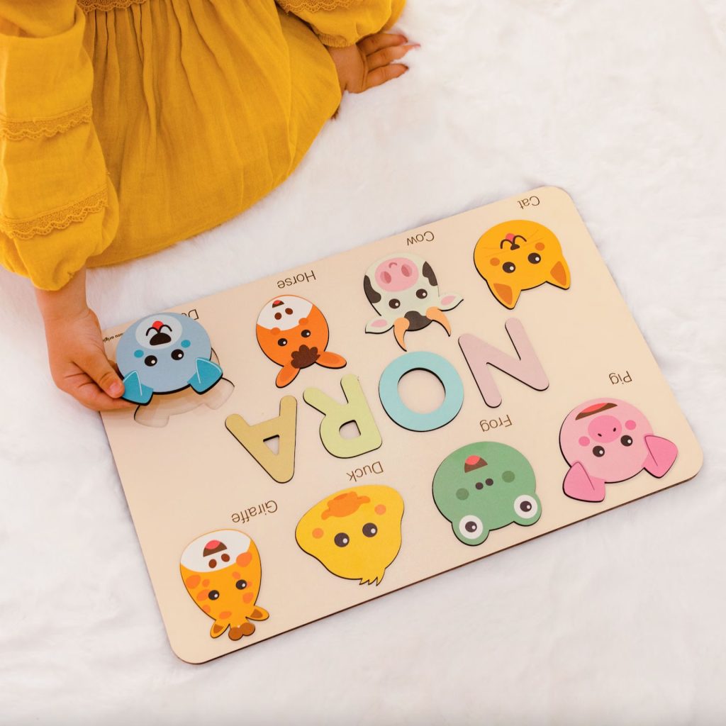 Personalized Wooden Name Puzzle with Animals – Set3 – Zuzu Puzzle