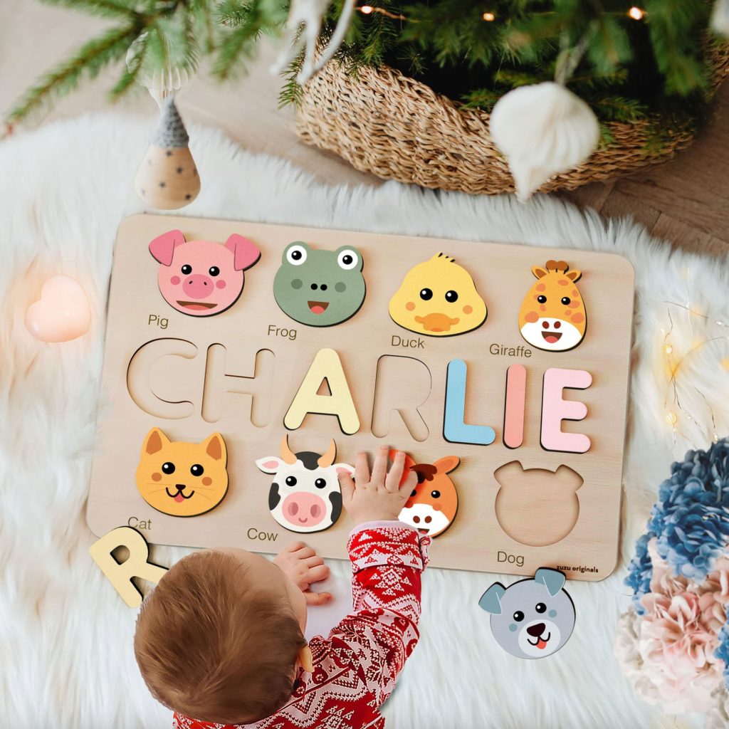 Personalized Wooden Name Puzzle with Animals – Set1 – Zuzu Puzzle