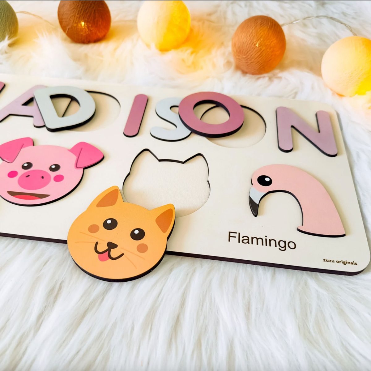 Personalized Wooden Name Puzzle with Animals – Set6 – Zuzu Puzzle