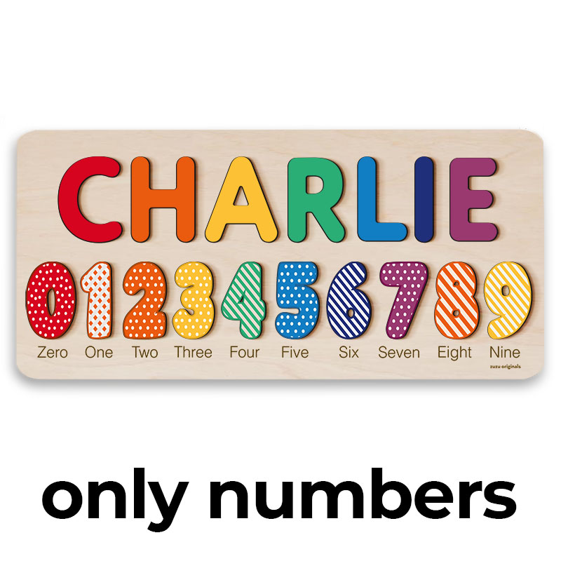 Wooden Name Puzzle with Numbers and Shapes – Zuzu Puzzle
