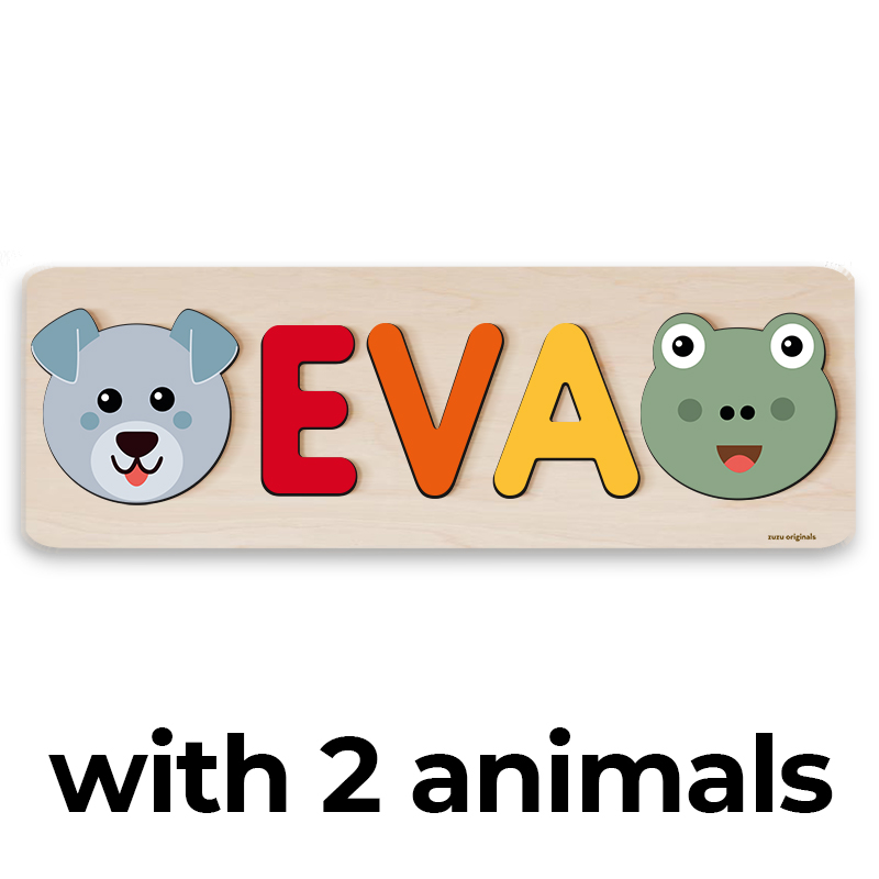Wooden Name Puzzle with Animals – Zuzu Puzzle