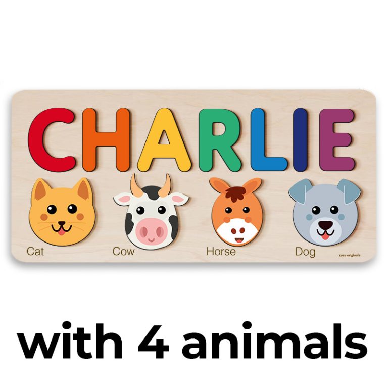 Wooden Name Puzzle with Animals – Zuzu Puzzle