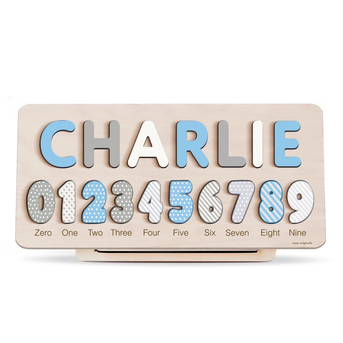Personalized Wooden Name Puzzle with Numbers & Shapes – Rainbow – Zuzu ...
